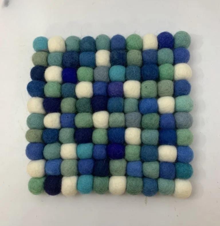 Ocean Blue Wool Felt Trivet | Heat Resistant Pot Mat – namaste artisans